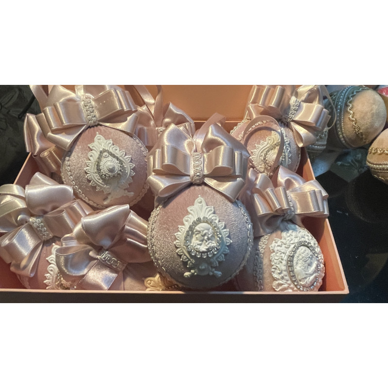 Prabangūs rankų darbo KALĖDINIAI žaisliukai Pink - Lietuviukas.lt